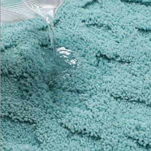 Handcrafted Light Blue With Texture Bath Mat 50x80cm, Tufted Plush Bath ...