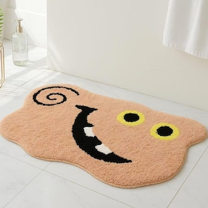 Funny Face Bath Mat, Plush Cute Irregular Shaped Bath Rugs, Washable ...