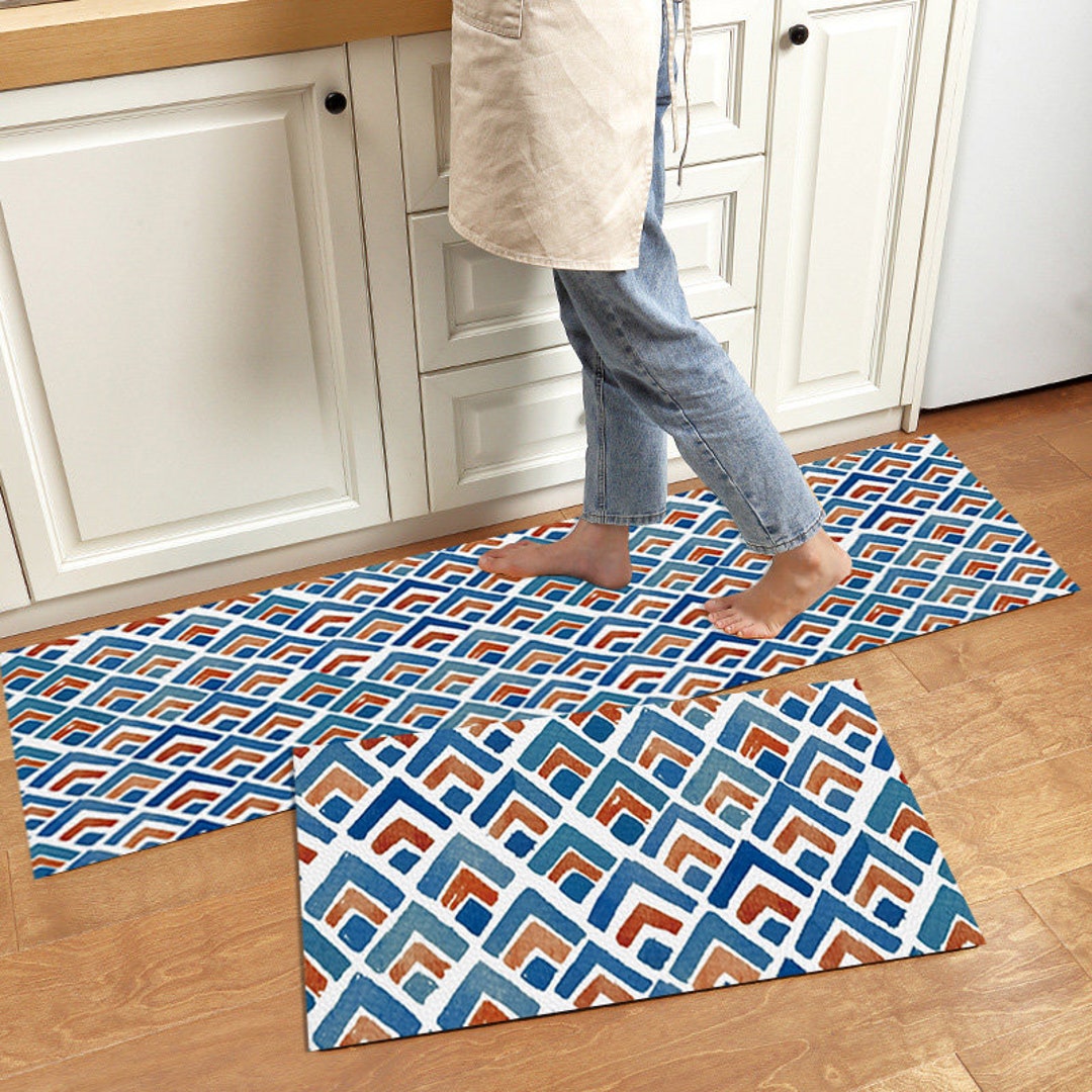Easycare Vinyl Kitchen Runner Mat, Aesthetic Geometric Modern Art Print ...