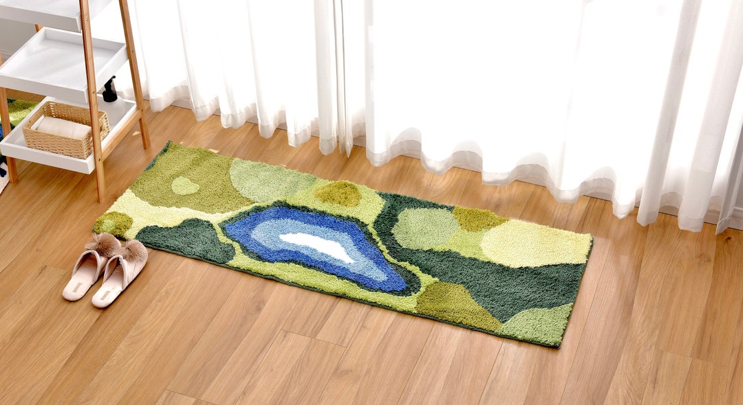 Ultra Soft 3D Mimic Moss Pond Runner Rug 50x150cm,washable Accent Bath ...