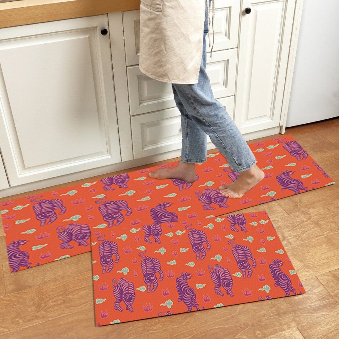 Easycare Vinyl Kitchen Runner Mat, Aesthetic Tibet Unique Tiger Lucky ...