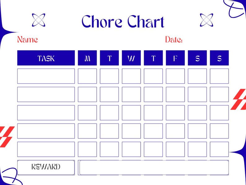 Red and Blue Chore Chart - Etsy