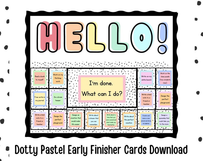 Dotty Pastel Early Finisher Cards Download - Etsy