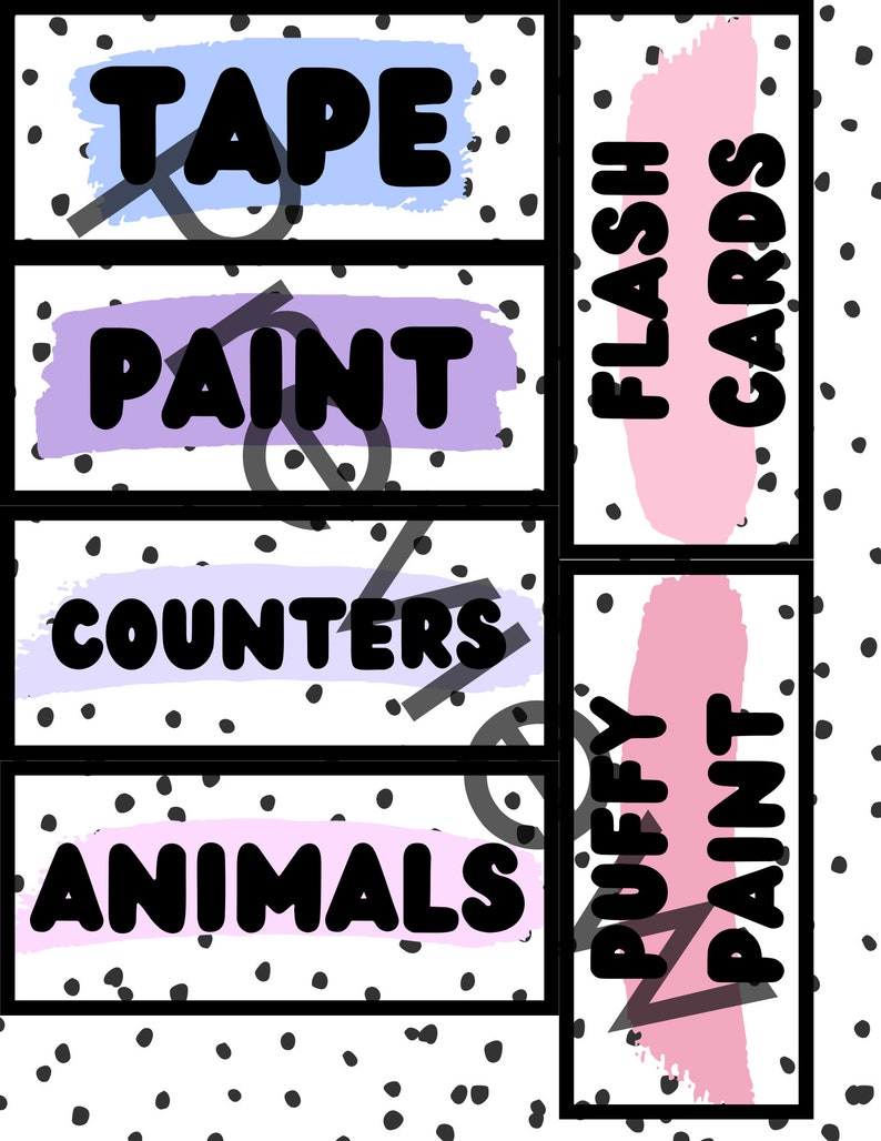 Dotty Pastel Classroom Labels Digital Download - Etsy