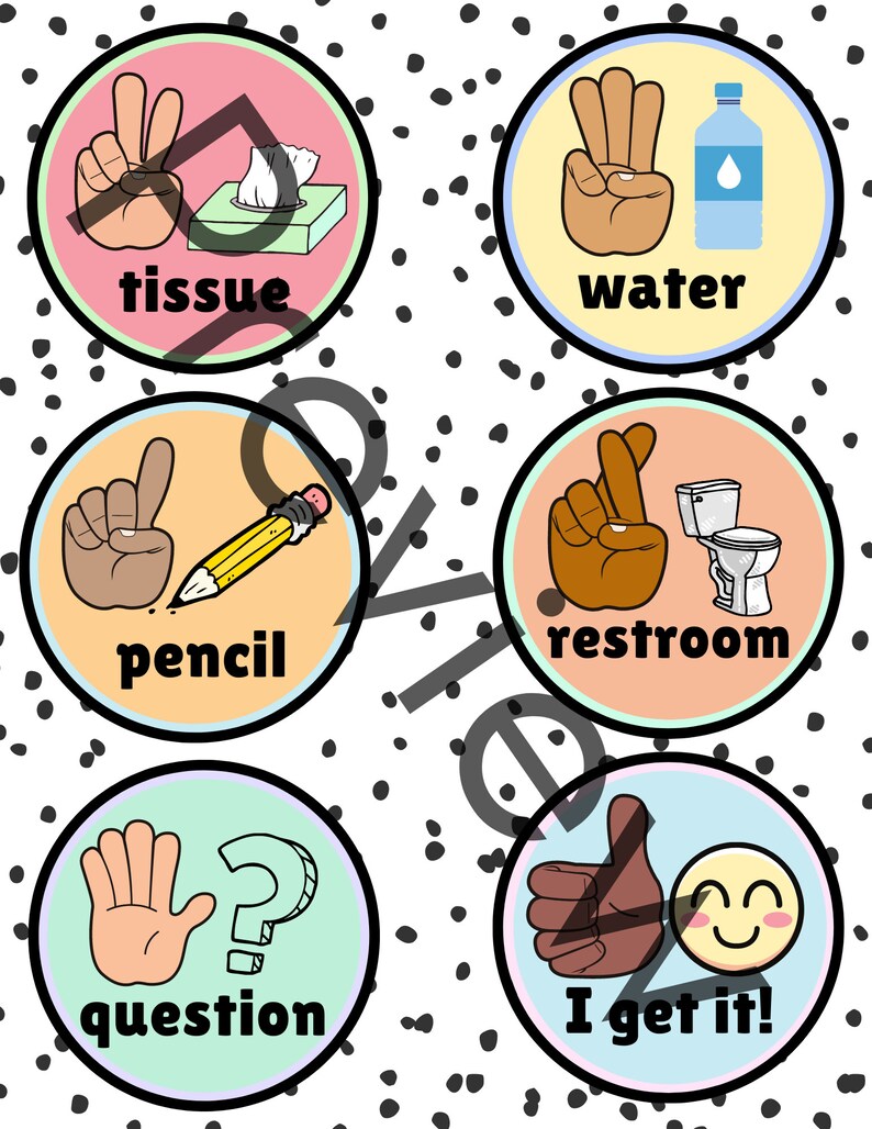 Dotty Pastel Classroom Hand Signs Download - Etsy