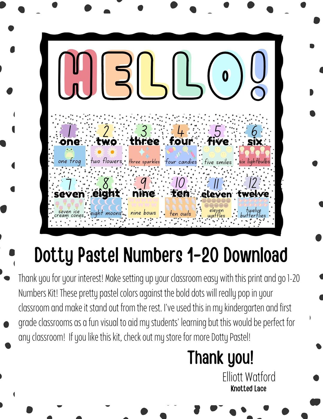 Dotty Pastel Numbers 1-20 Download - Etsy
