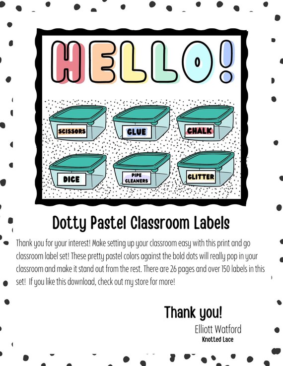 Dotty Pastel Classroom Labels Digital Download - Etsy
