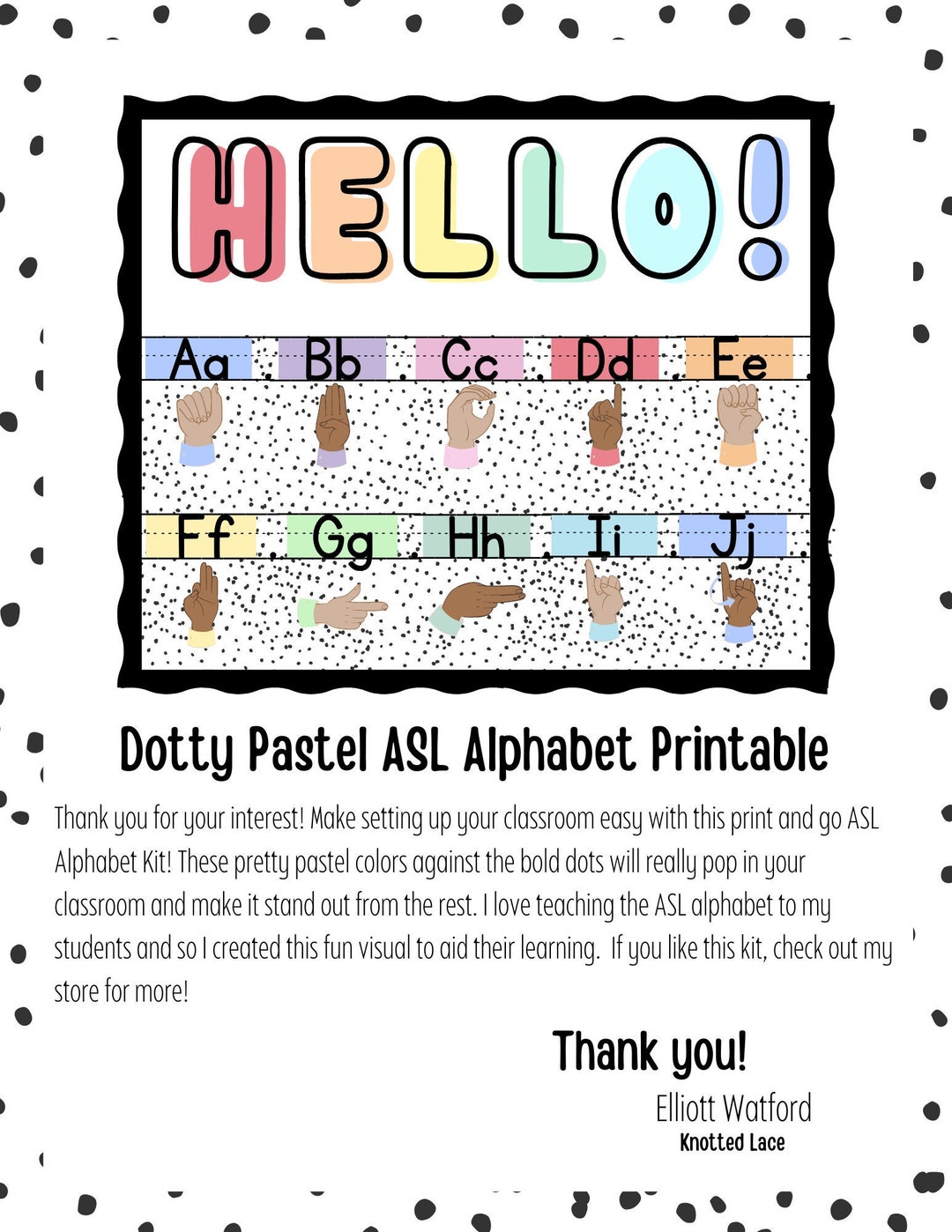 Dotty Pastel ASL Alphabet Download - Etsy