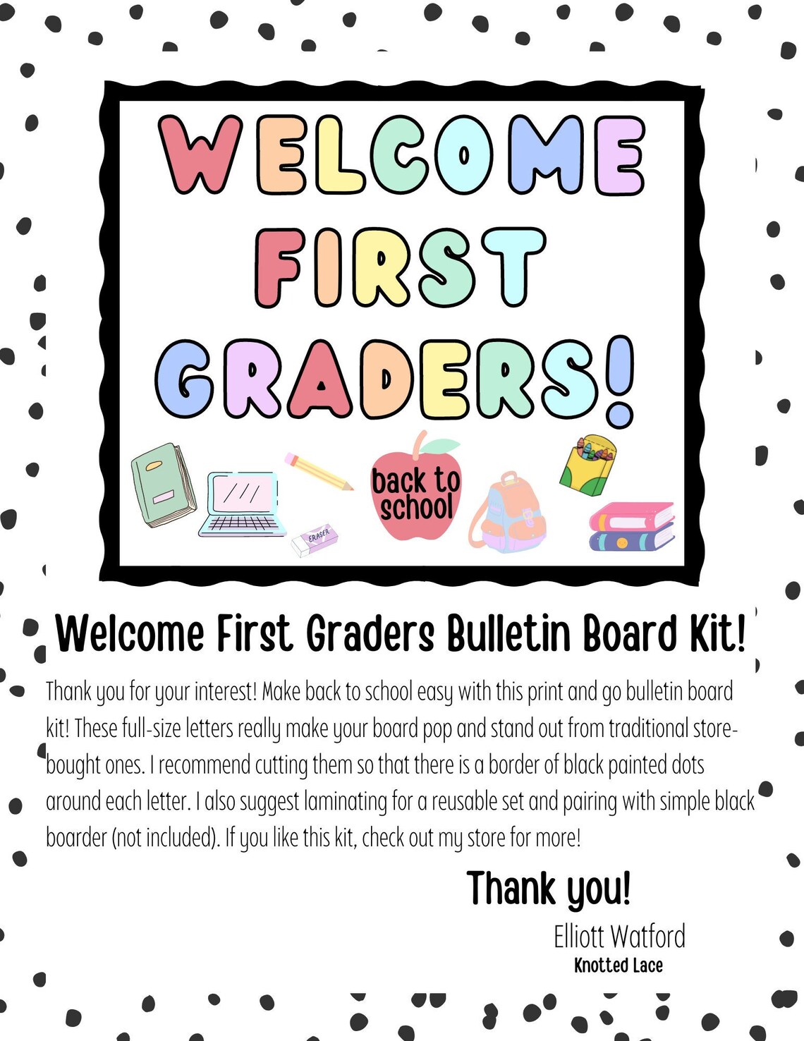 Welcome First Graders Printable Bulletin Board Kit Download - Etsy