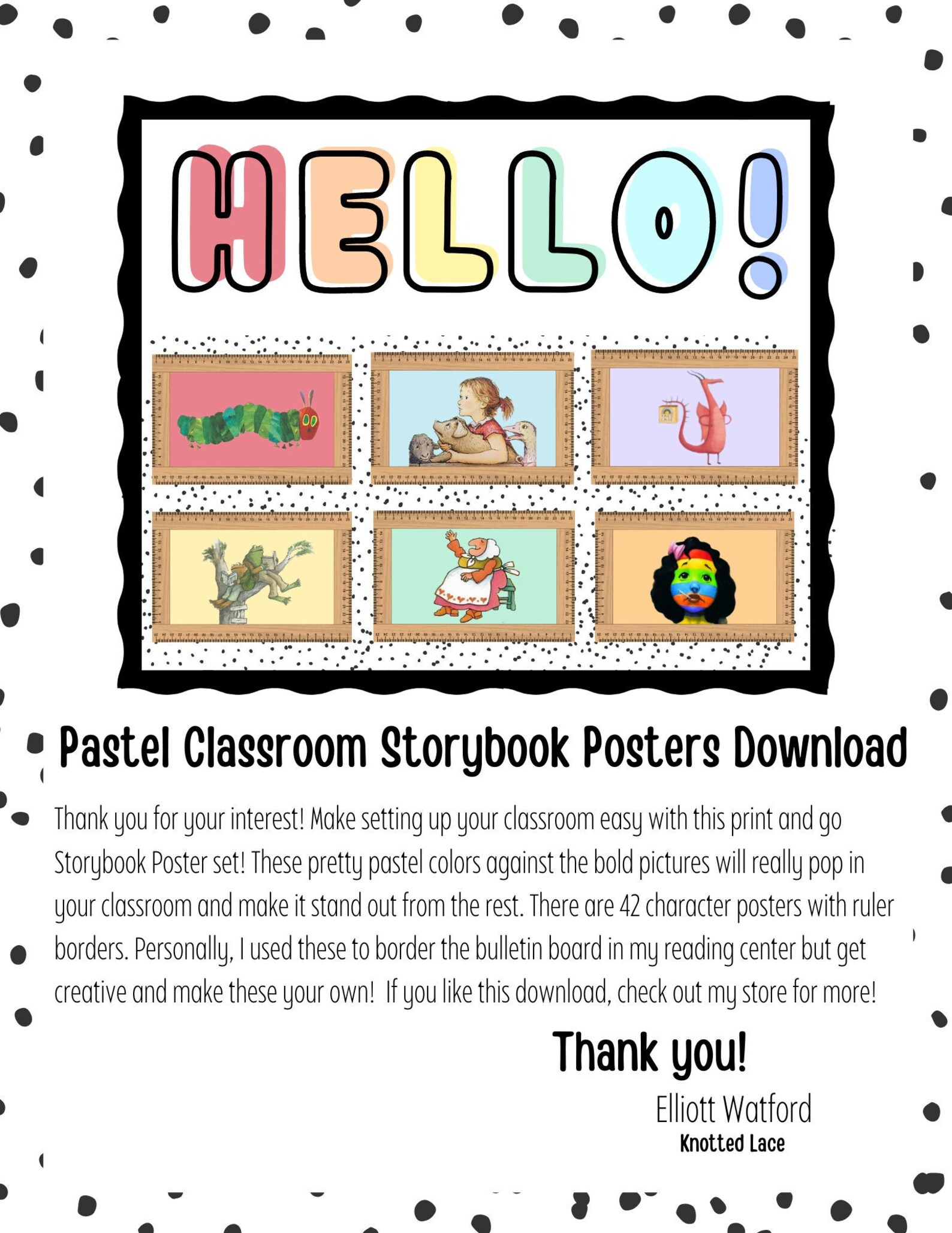 Pastel Storybook Character Posters Download - Etsy
