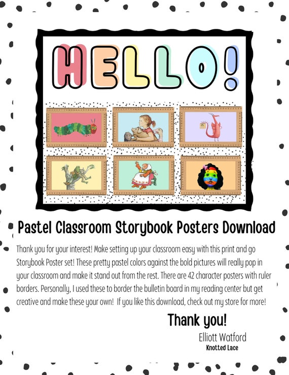 Pastel Storybook Character Posters Download - Etsy