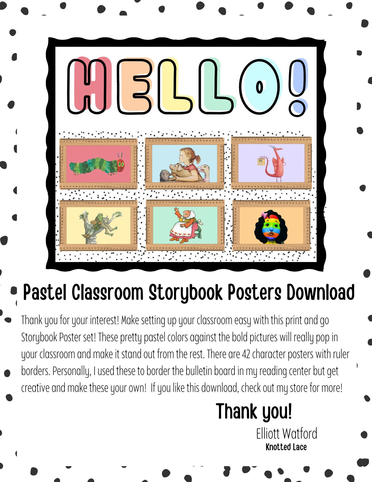 Pastel Storybook Character Posters Download - Etsy