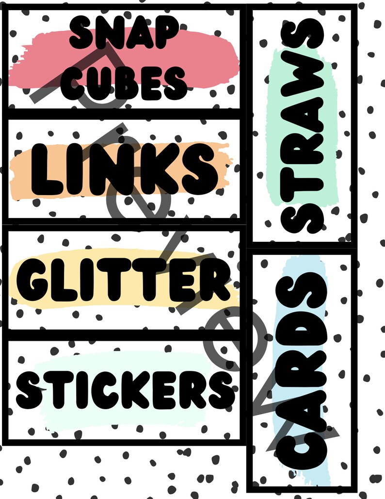 Dotty Pastel Classroom Labels Digital Download - Etsy