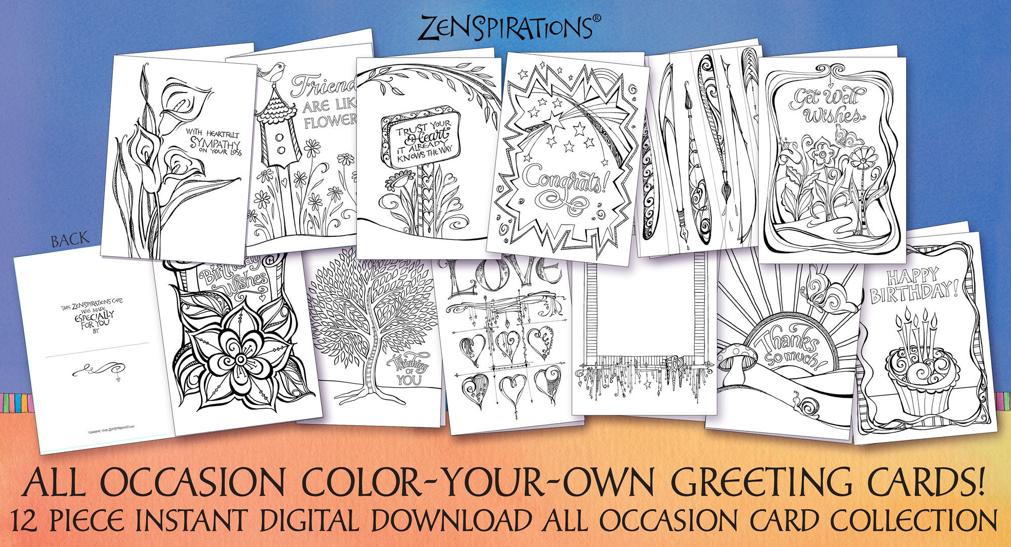Zenspirations® by Joanne Fink All Occasion Color-your-own Instant ...