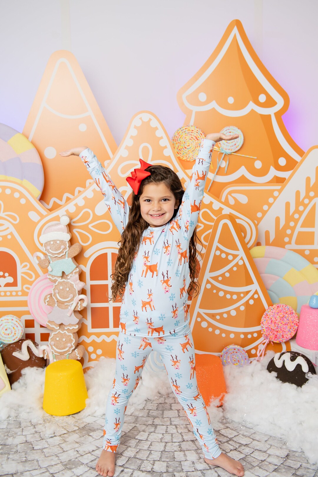 Girls Reindeer Pajamas/ Christmas Reindeer Pjs for Girls/ Rudolf the ...