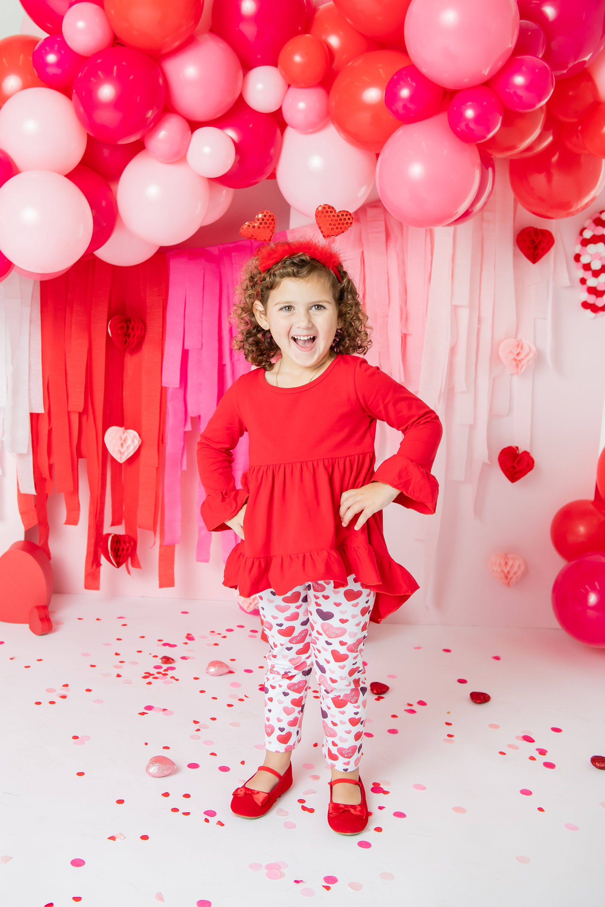 Girls Valentine's Day Outfit: Heart Print Pants Set - Etsy