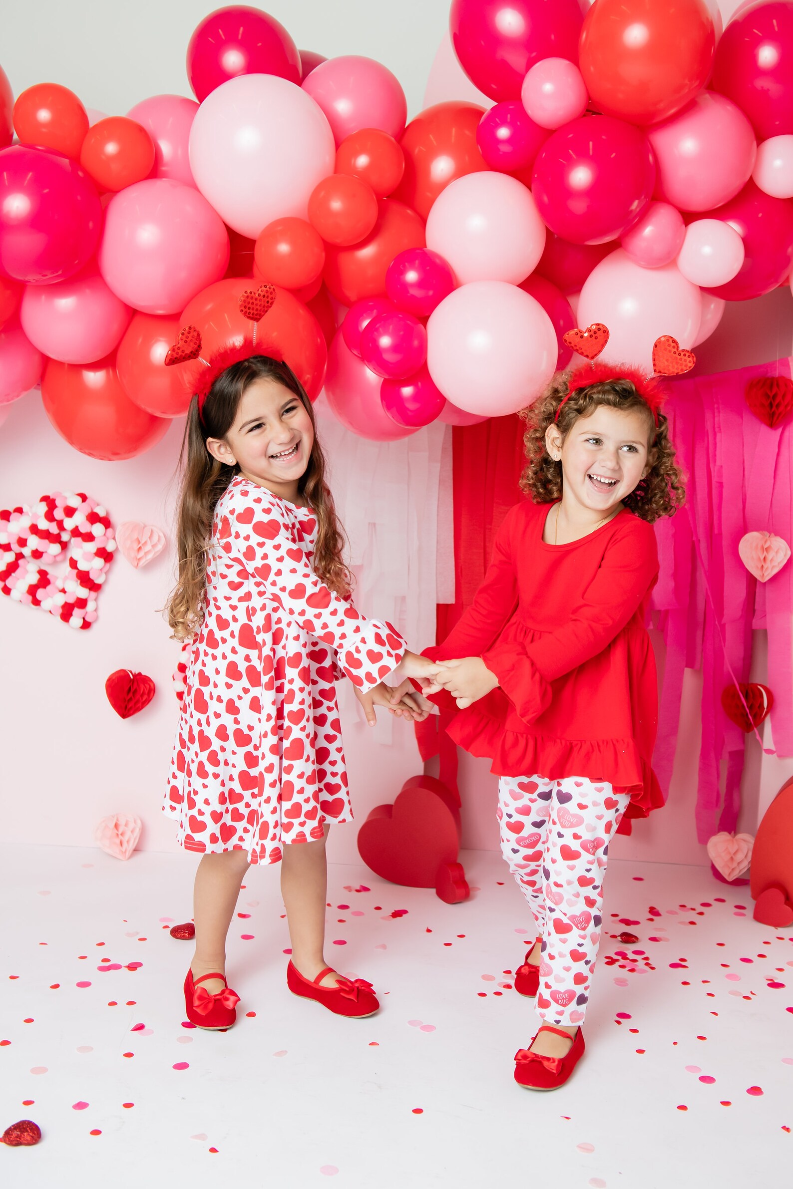 Girls Valentine's Day Outfit: Heart Print Pants Set - Etsy