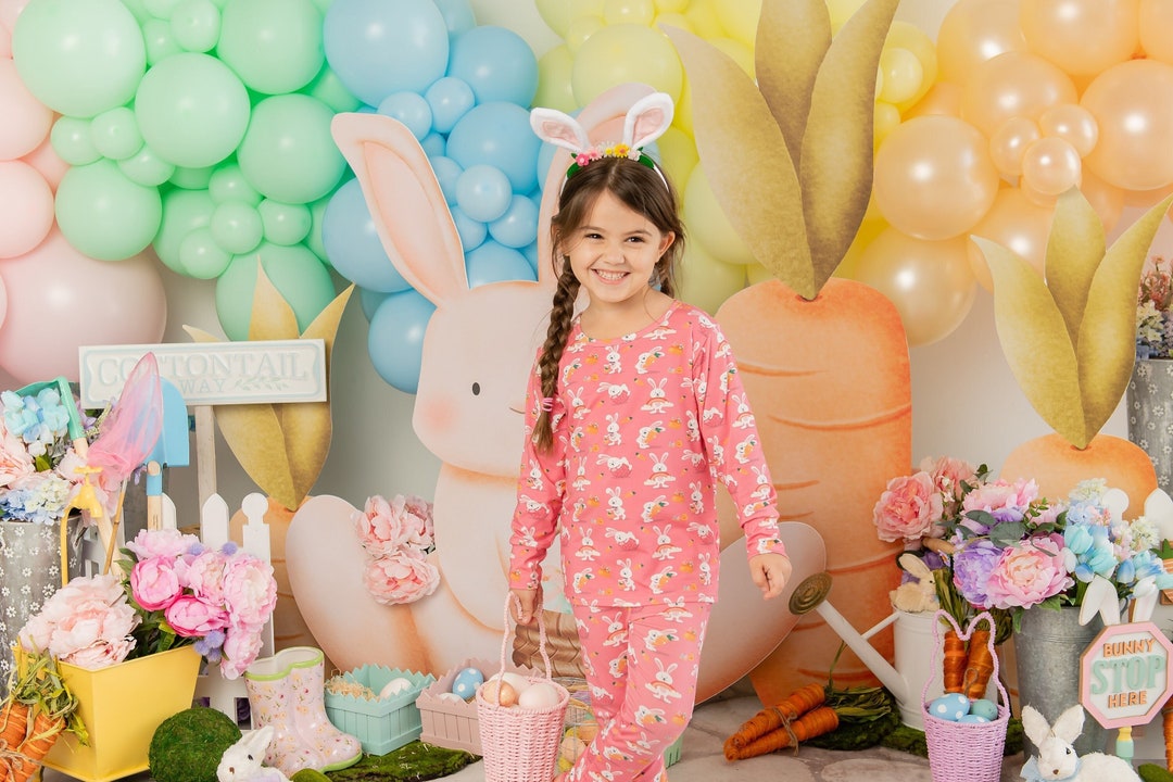 Girls Easter Pajamas: Bunny & Carrot Spring Jammies - Etsy