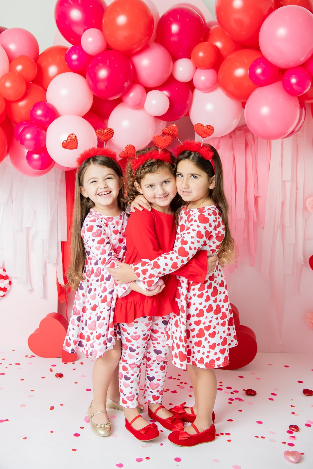 Girls Valentine's Day Heart Dress: Red or Multicolor Hearts - Etsy