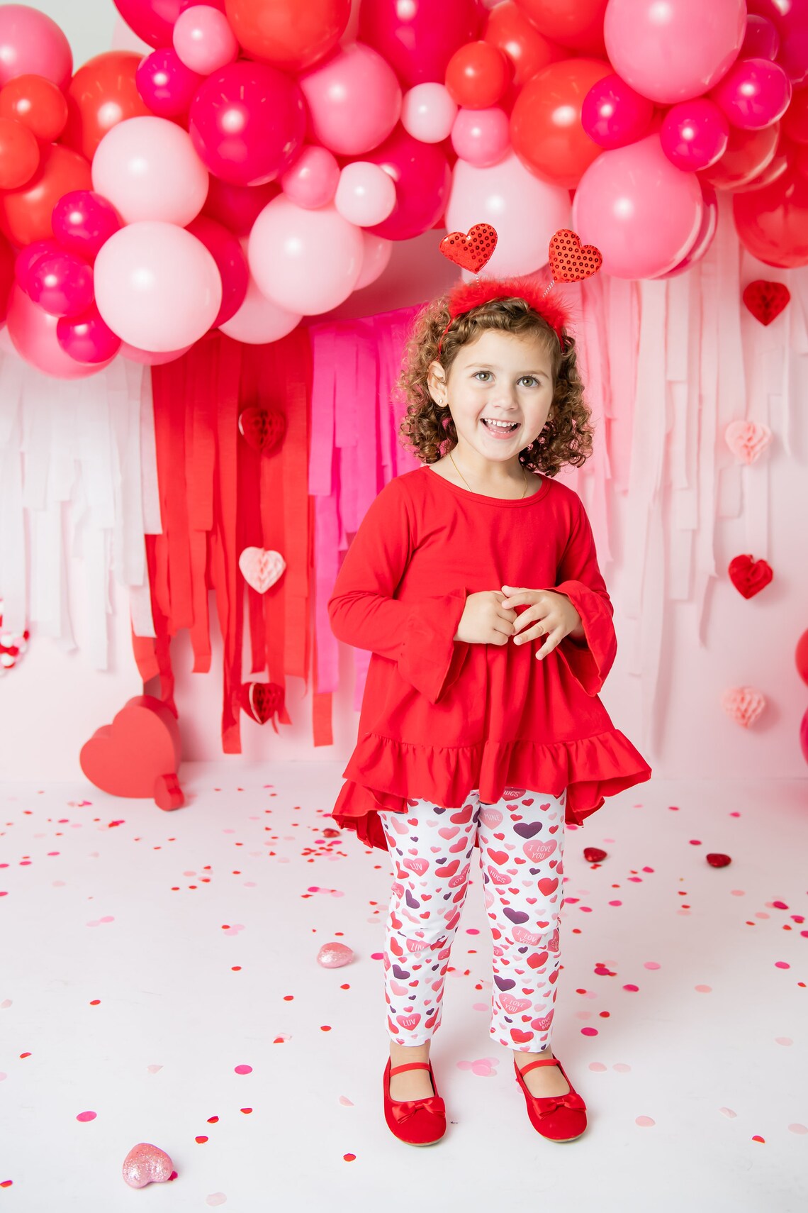 Girls Valentine's Day Outfit: Heart Print Pants Set - Etsy