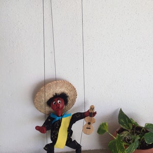 Mariachi Puppet, Mexican Marionette With a Guitar and Sombrero - Etsy