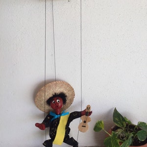 Mariachi Puppet Mexican Marionette With a Guitar and Sombrero | Etsy