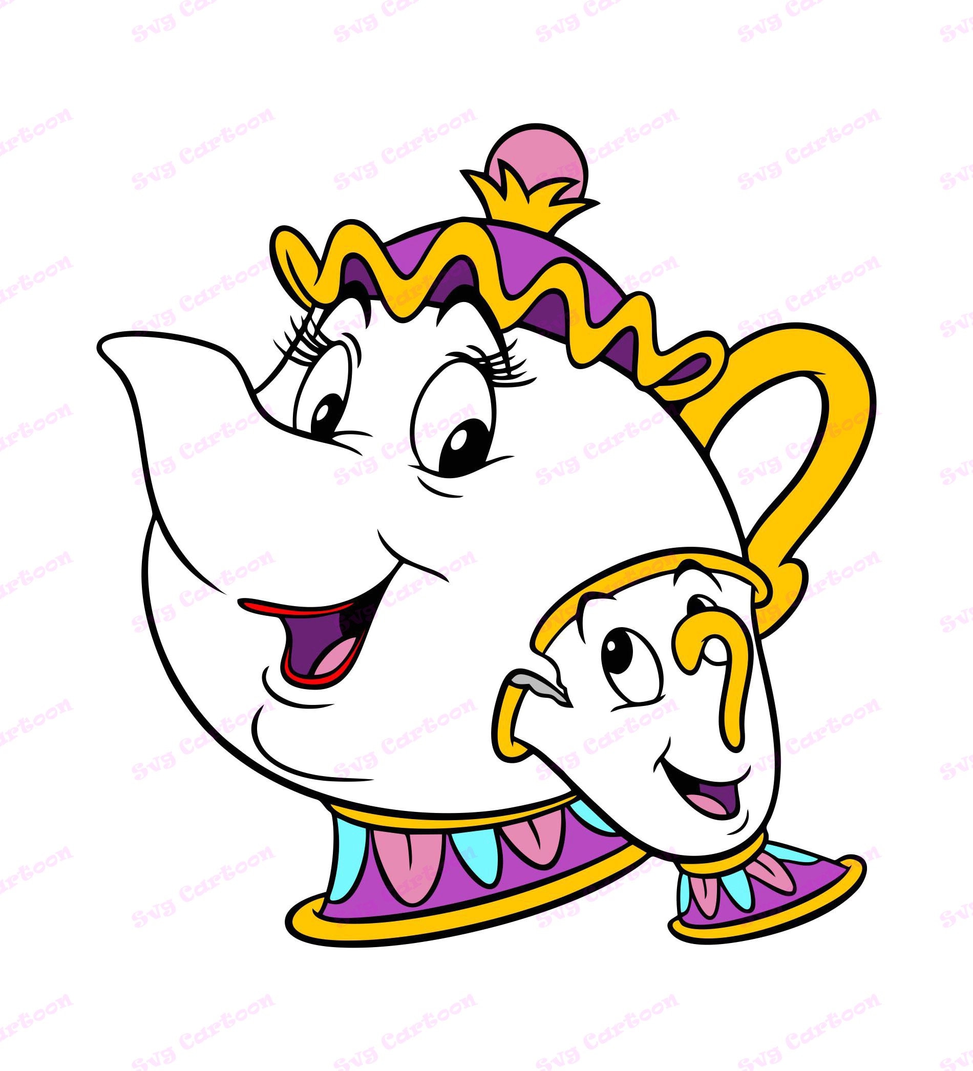 Chip and Mrs Potts Beauty and the Beast SVG svg dxf Cricut | Etsy