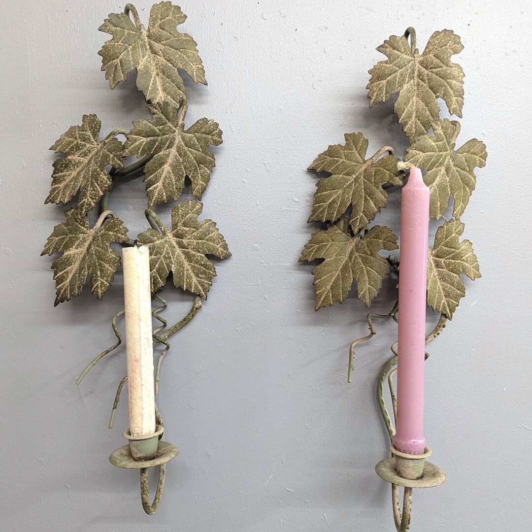 Vintage Metal Ivy Floral Wall Candlestick Sconces 2pc Set - Etsy