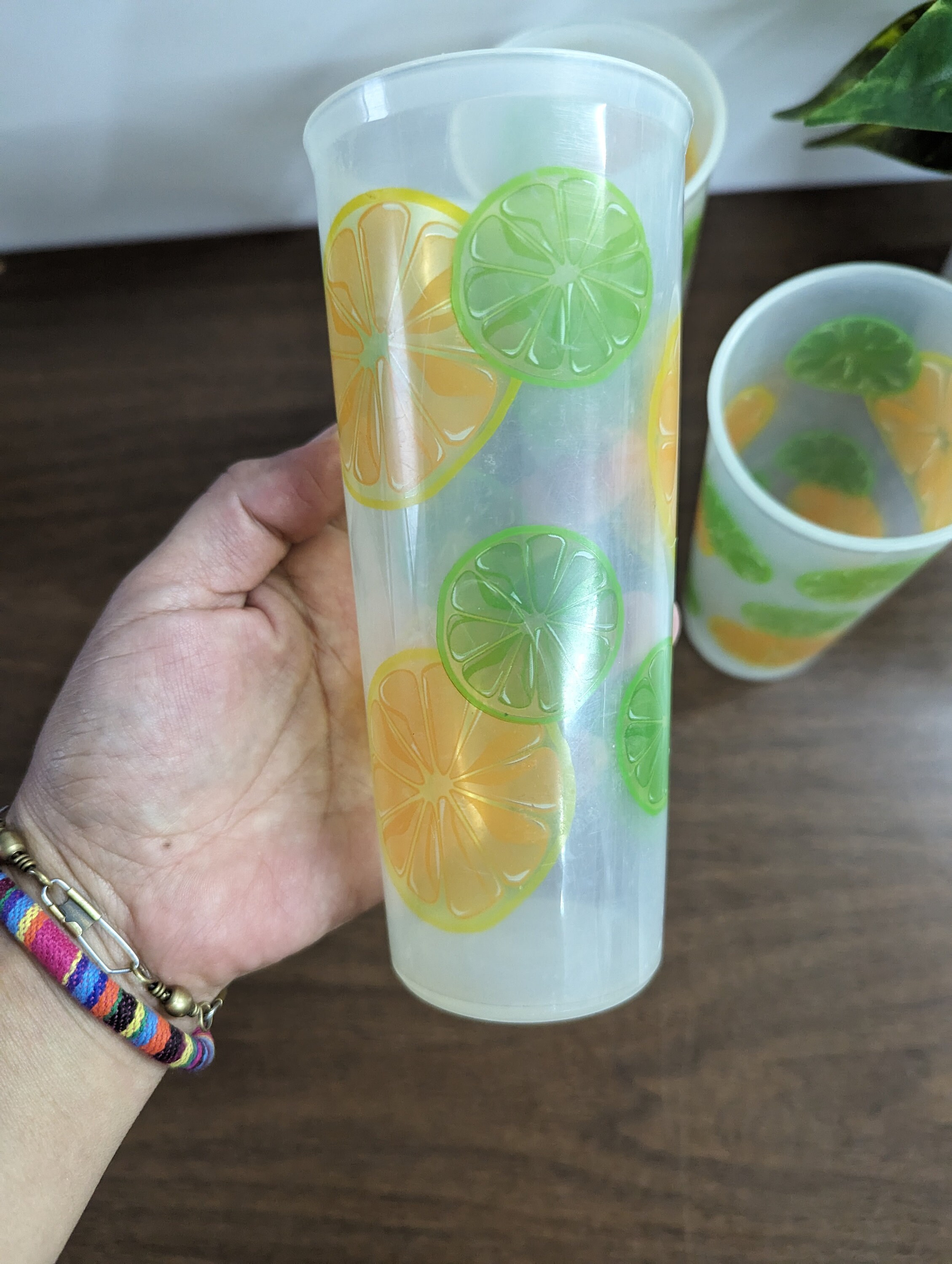 Vintage Tupperware Tall Plastic Lemon Lime Pattern Cups - Etsy