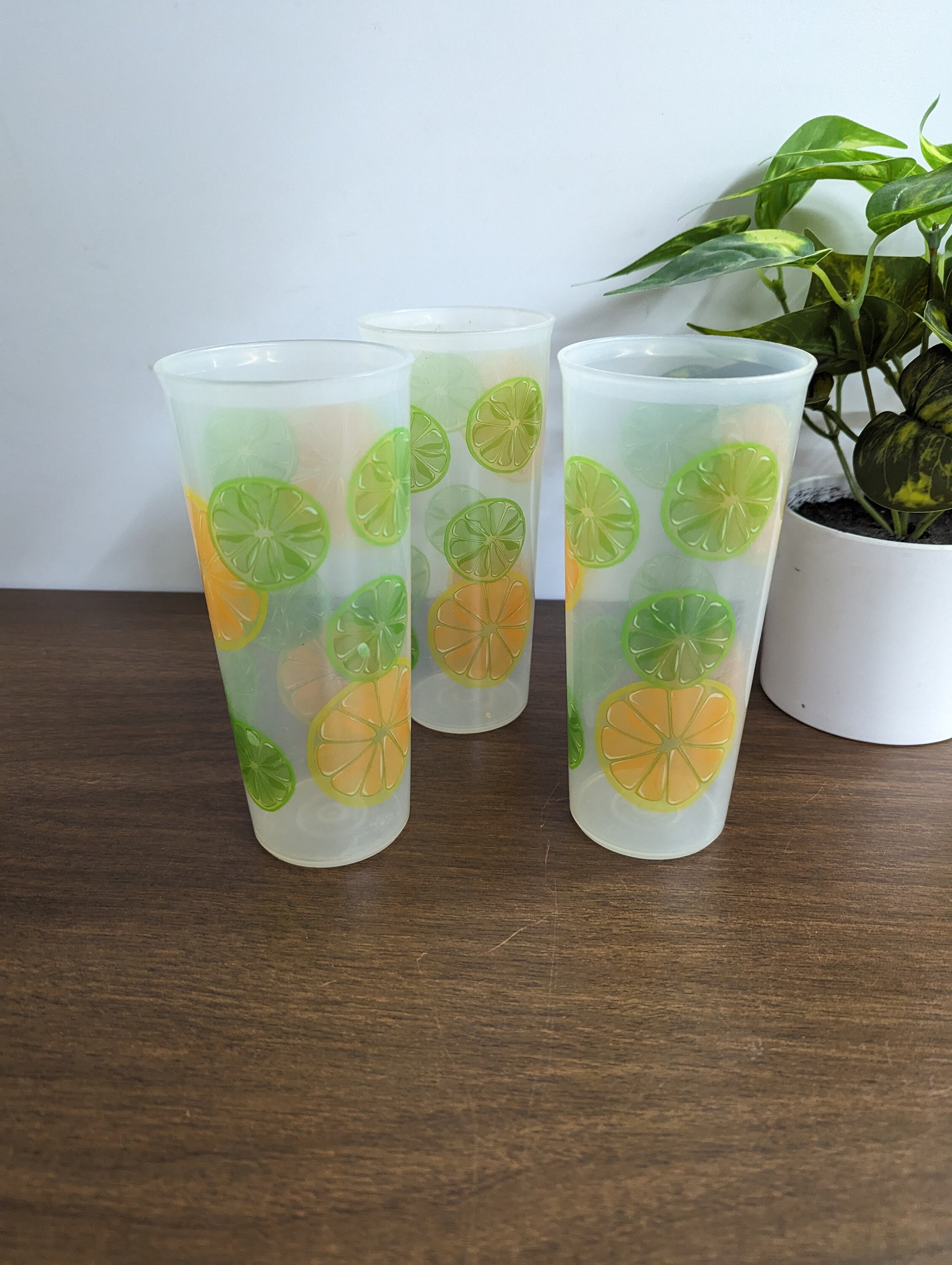 Vintage Tupperware Tall Plastic Lemon Lime Pattern Cups - Etsy
