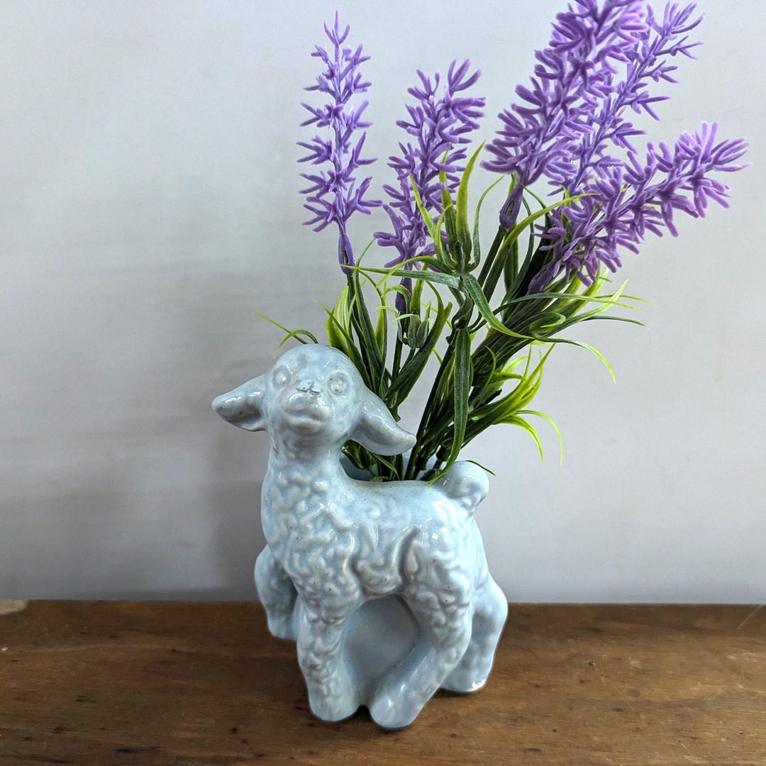 Vintage Baby Blue Ceramic Lamb Knick Knack Vase for Babys Room - Etsy