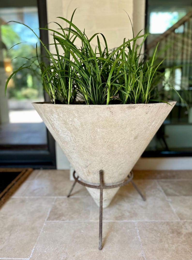 Willy Guhl Cone Planter on Iron Stand - Etsy