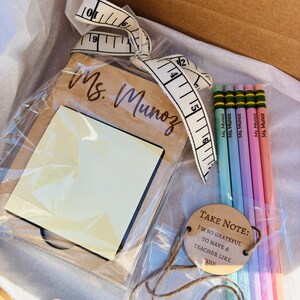 Teacher Gift Bundle: Engraved Pencils and Notepad Set - Handmade Custom ...