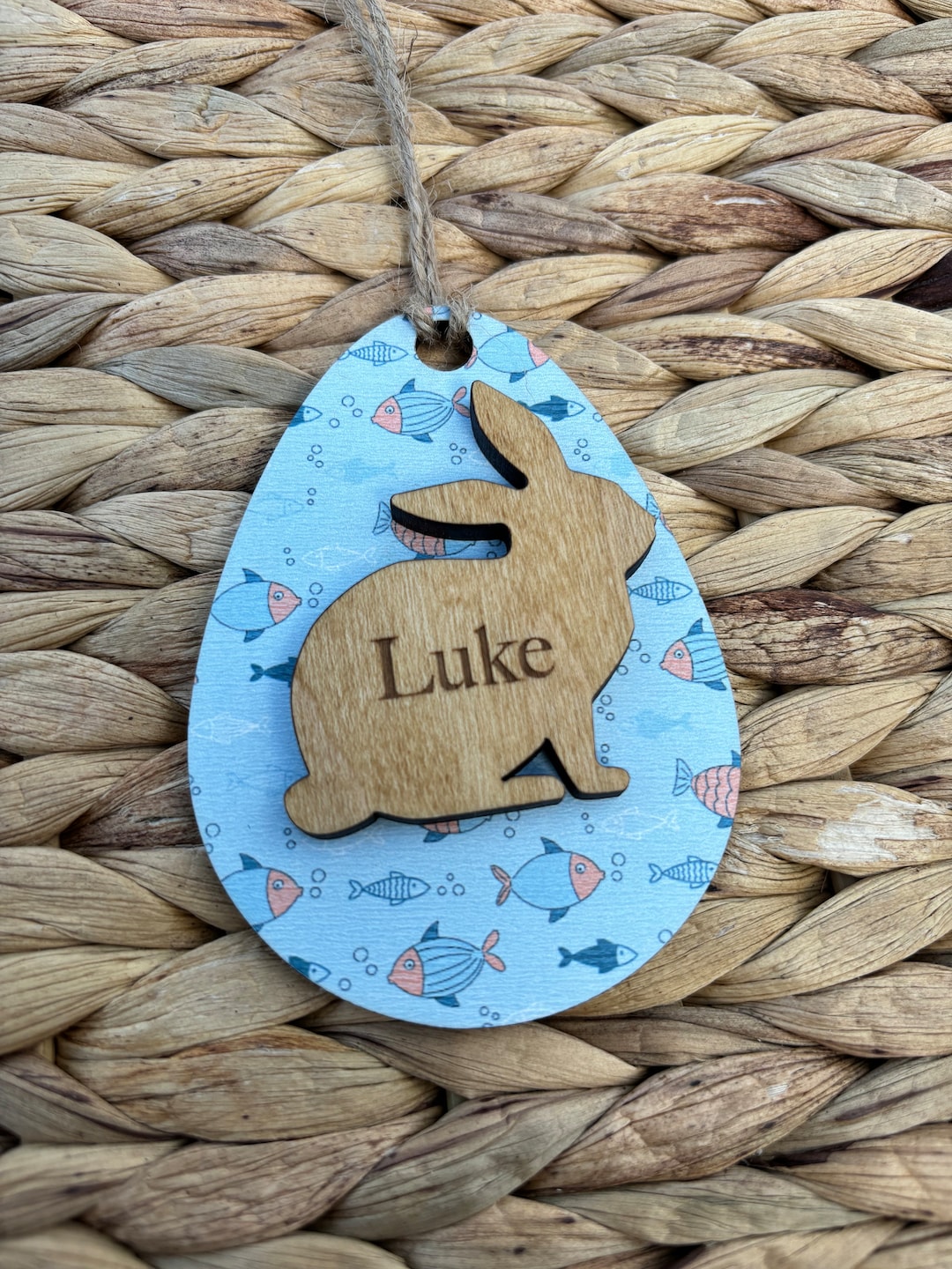 Fishing Easter Basket Tag, Personalized Fish Easter Basket Tag, Easter ...