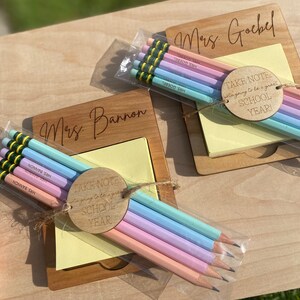 Teacher Gift Bundle: Engraved Pencils and Notepad Set - Handmade Custom ...