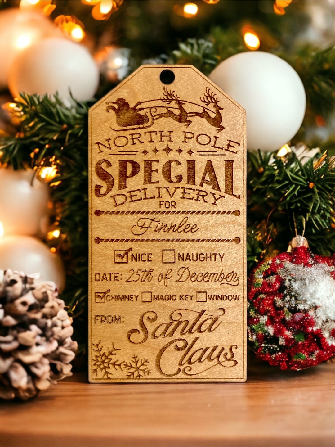 Custom Christmas Nice List Gift Tag North Pole Santa Tag for Festive ...
