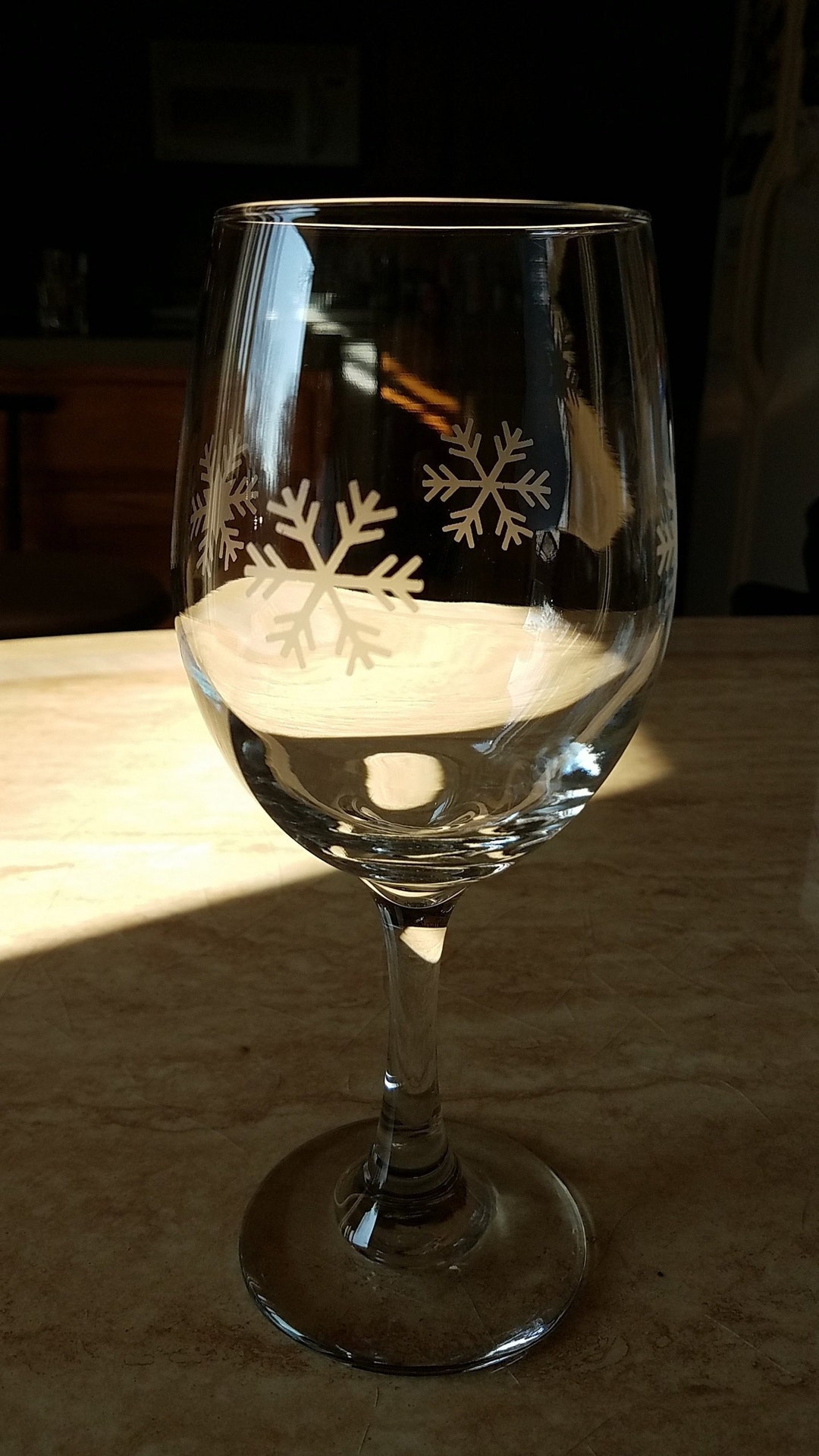 Etched Christmas Snowflake Wine Glass, Winter, Holidays, Christmas Wine ...