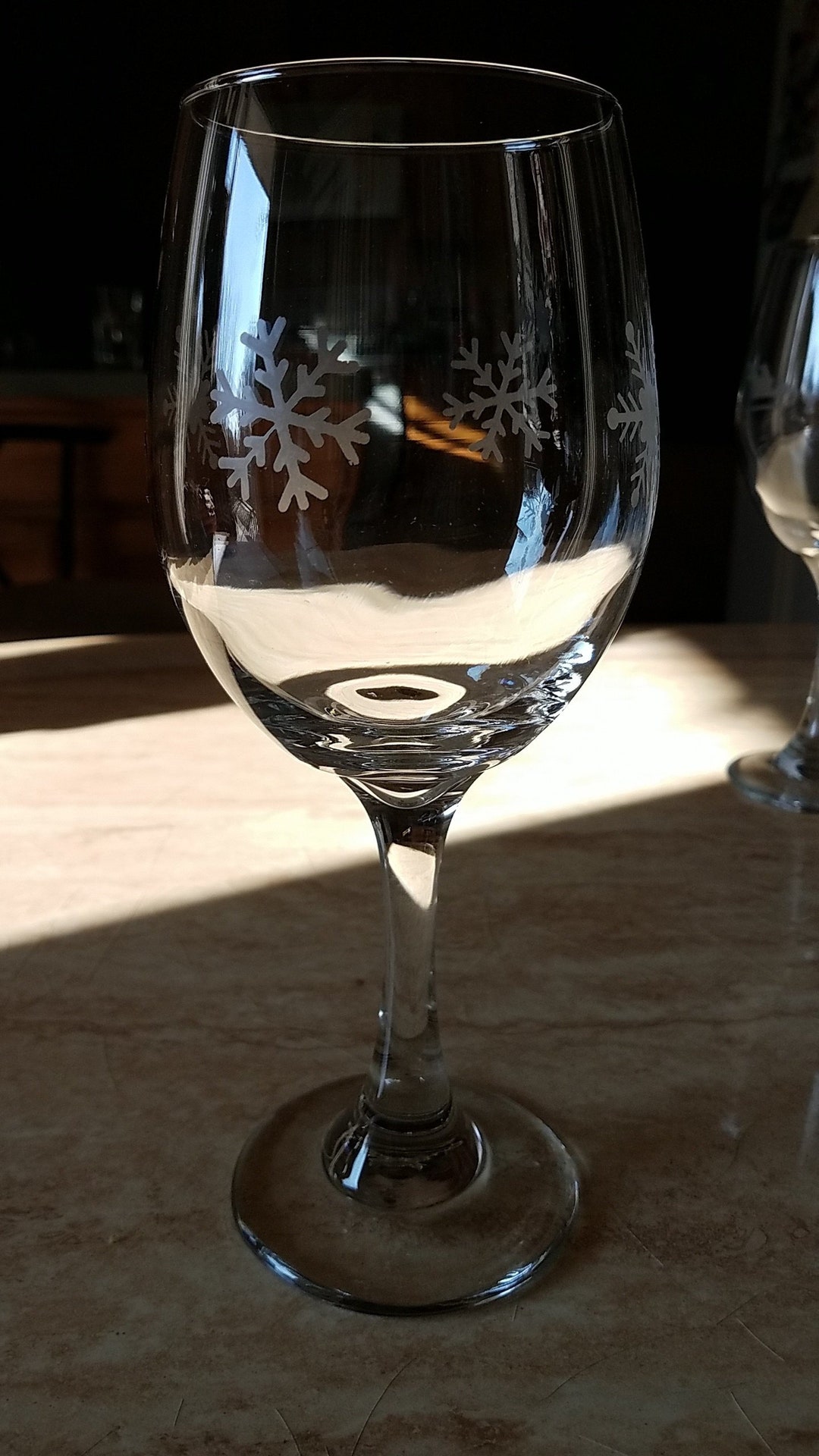 Etched Snowflake Christmas Wine Glass, Winter, Holidays, Christmas Wine ...