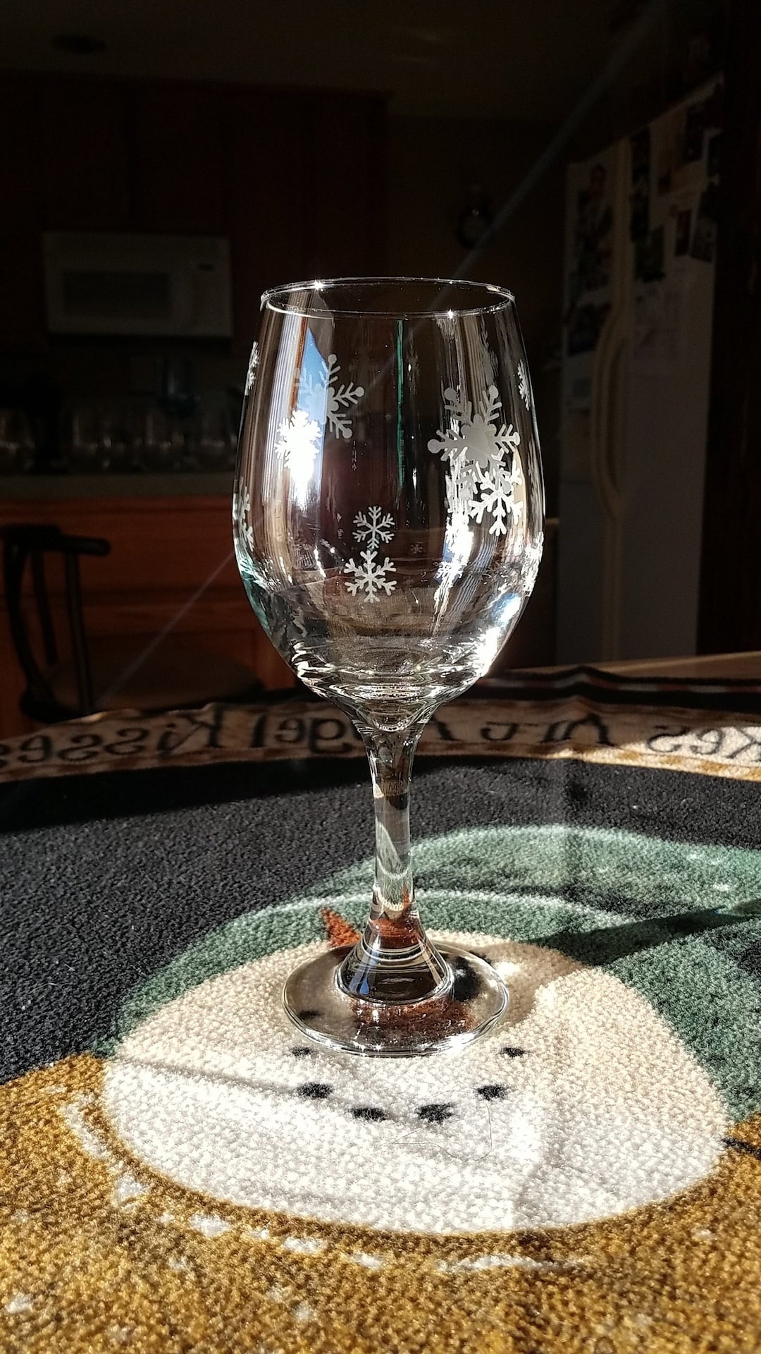 Snowflake Etched Wine Glass, Winter, Holidays, Christmas Wine Glasses ...