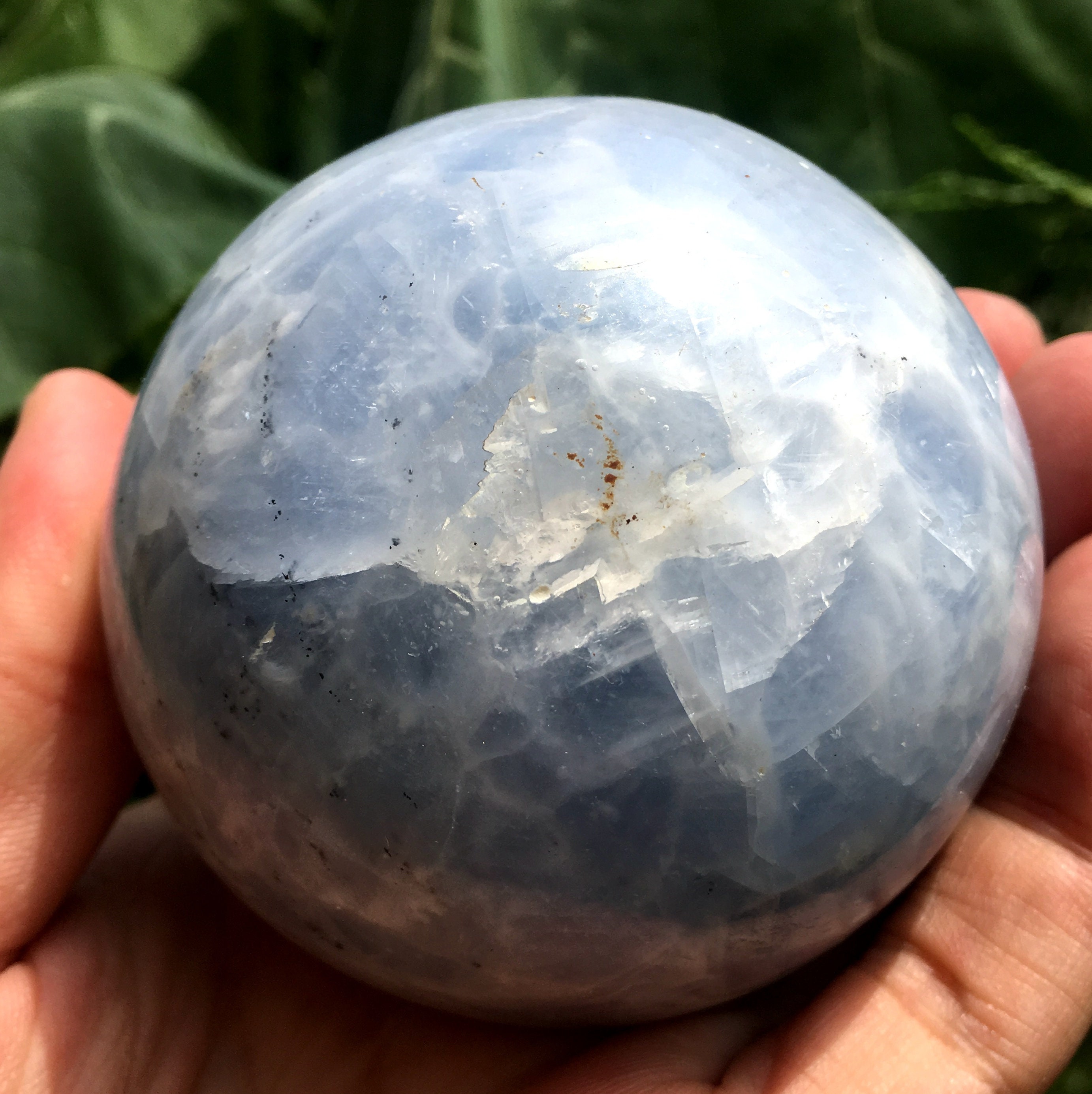 Large Natural Blue Celestite Crystal Quartz Sphere / Kyanite Sphere ...