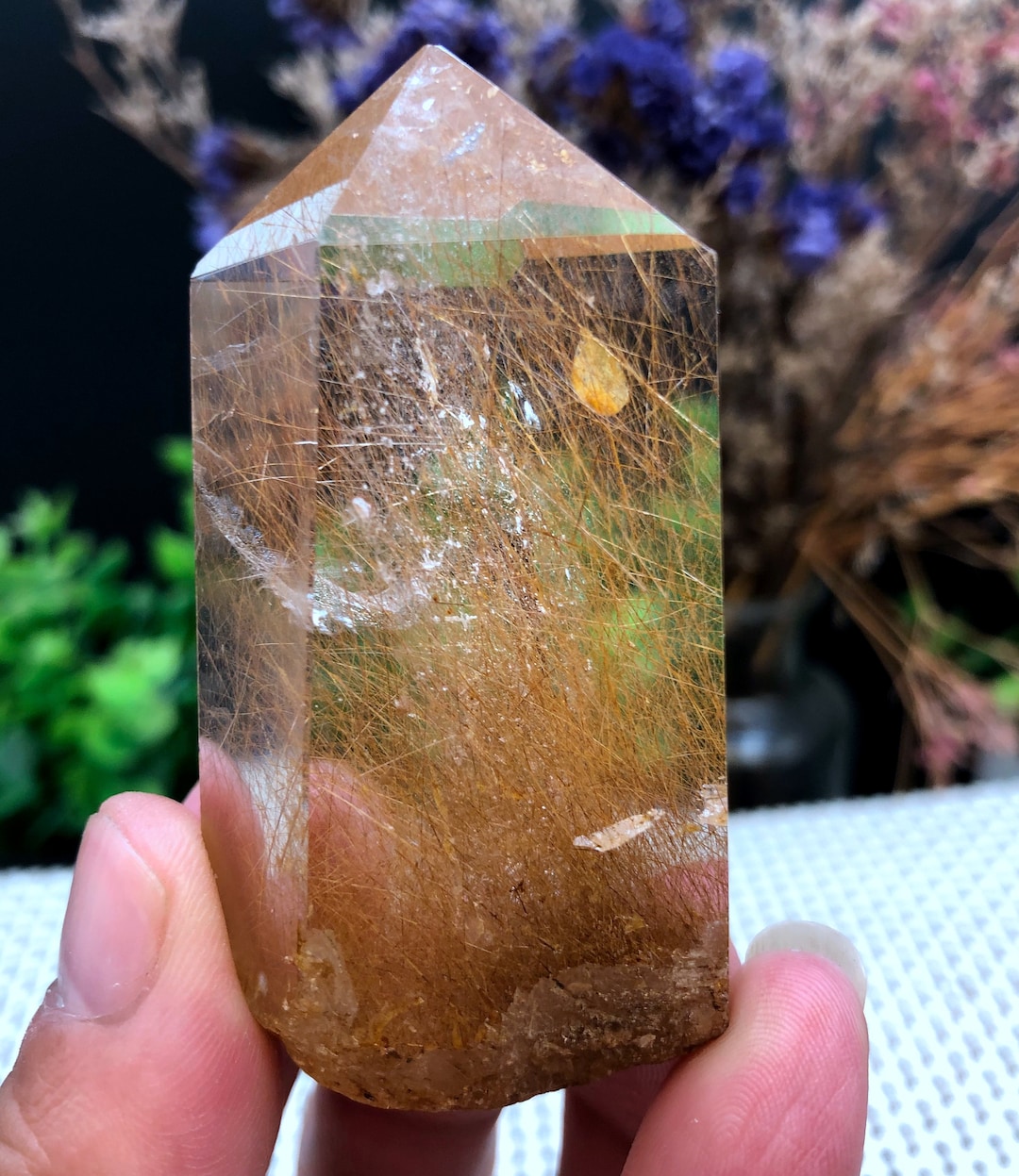 Rare Clear Golden Rutilated Inclusions Quartz Point/crystal Tower/gold ...