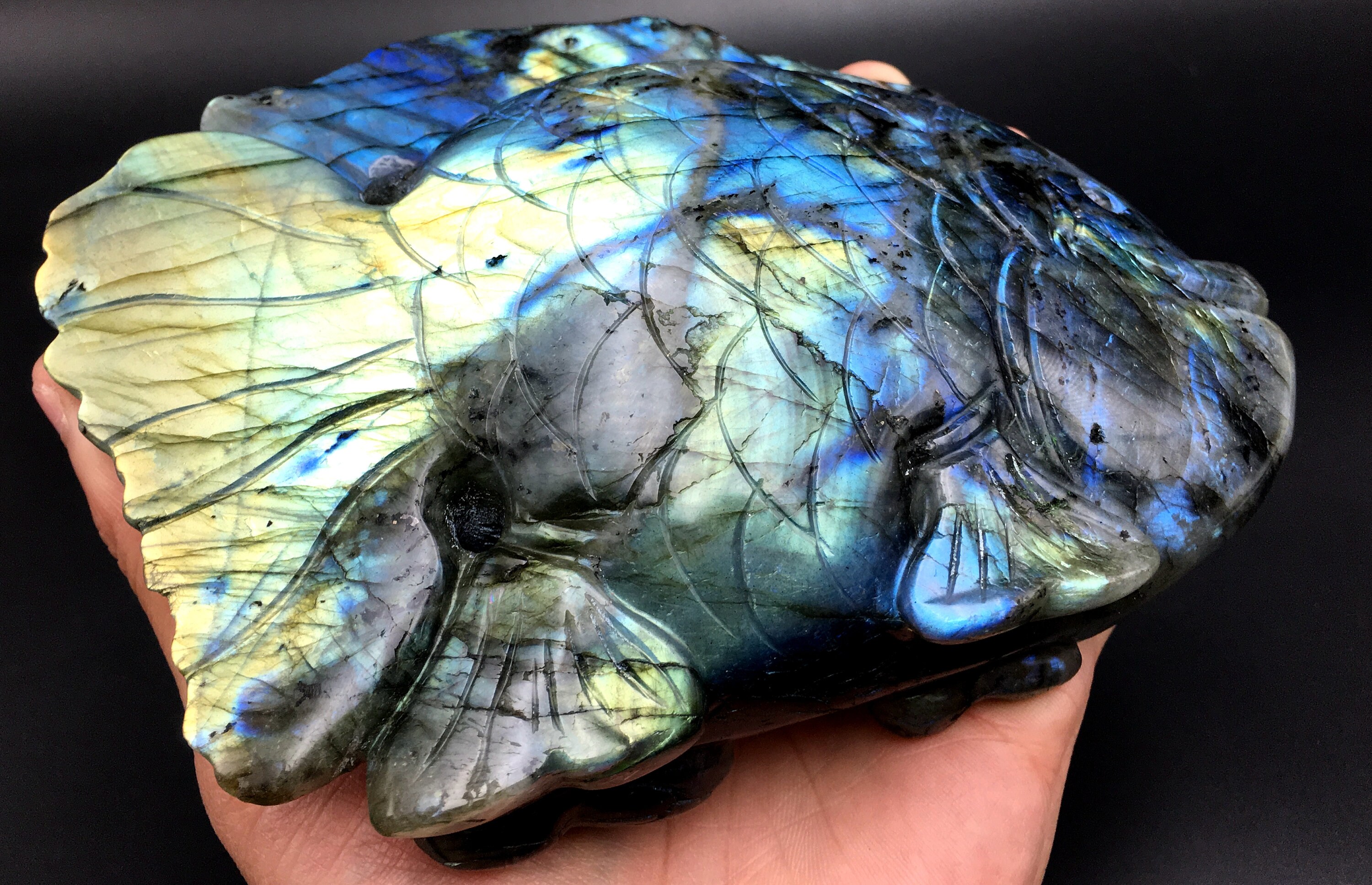 Hand carved Labradorite fish /Shiny Polished Labradorite | Etsy