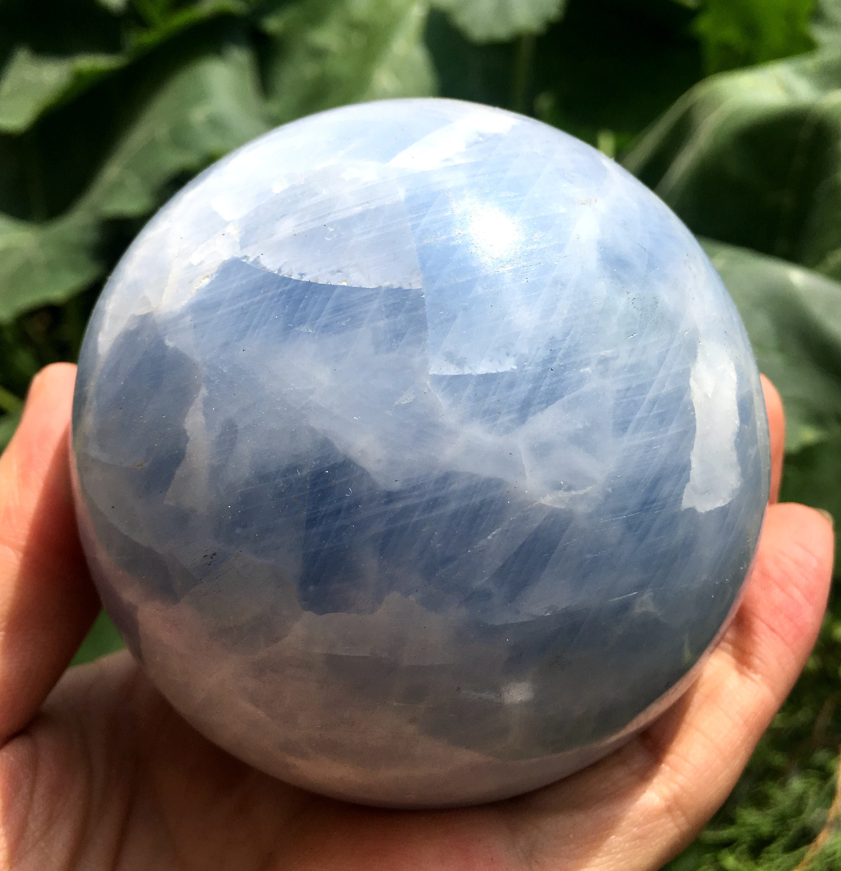 Large Natural Blue Celestite Crystal Quartz Sphere / Kyanite Sphere ...