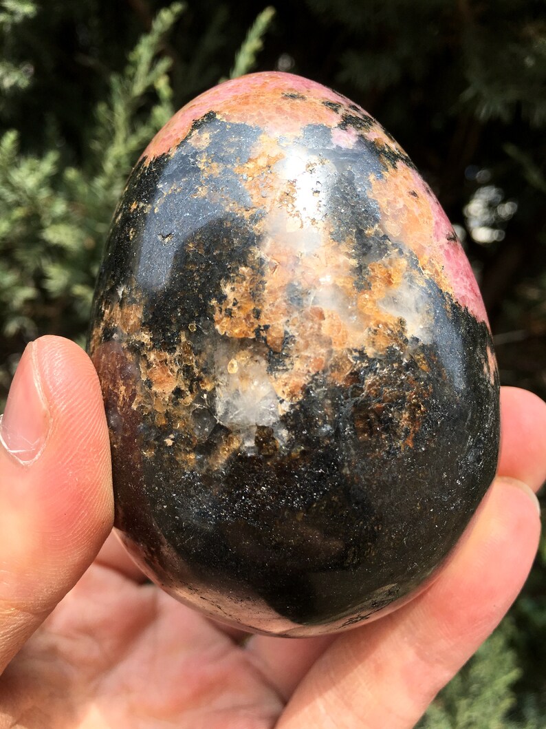 Large Pink and Black Rhodonite Crystal Egg/pink Rhodonite - Etsy