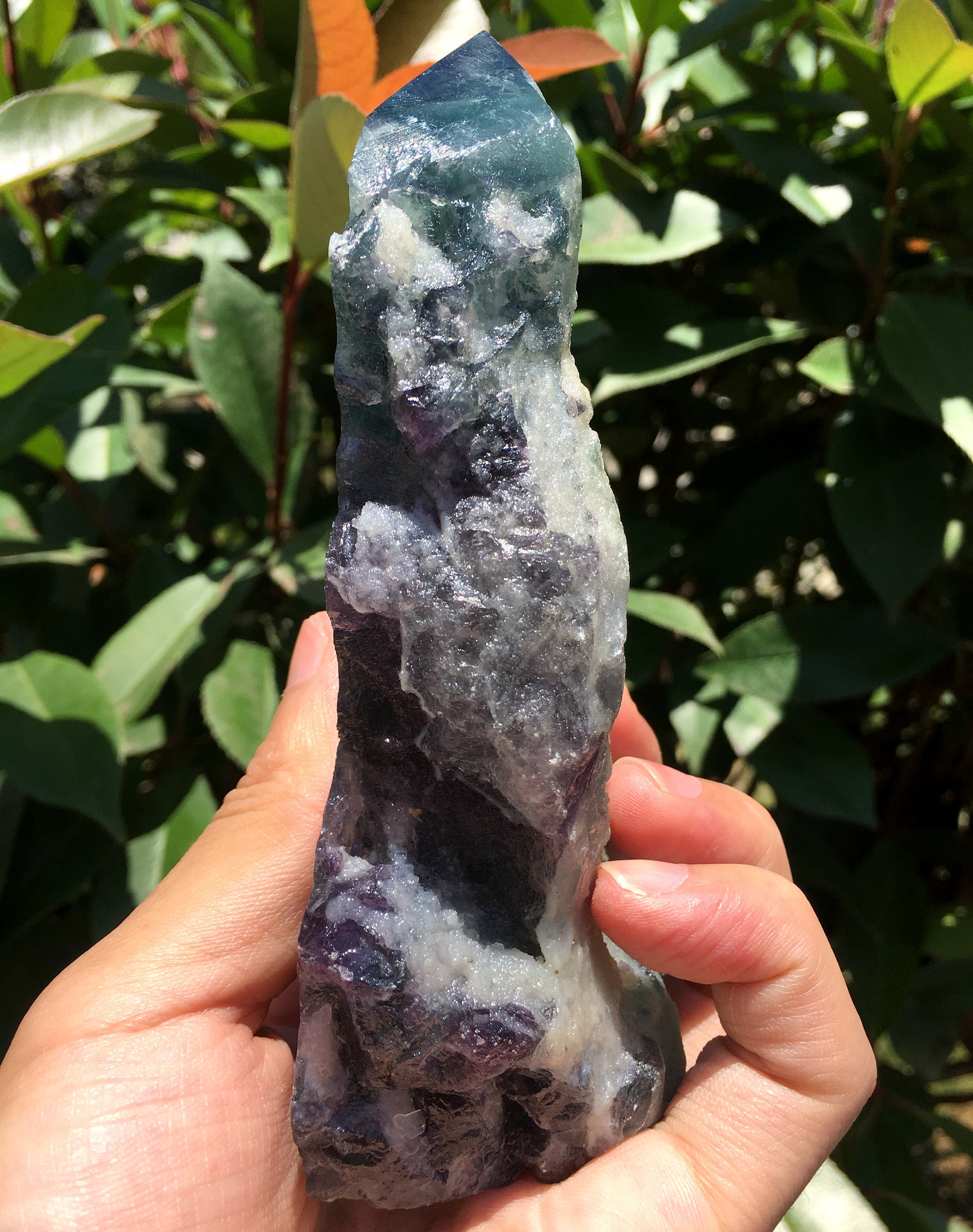 Large Rainbow Fluorite Agate Crystal Tower Point/fluorite - Etsy