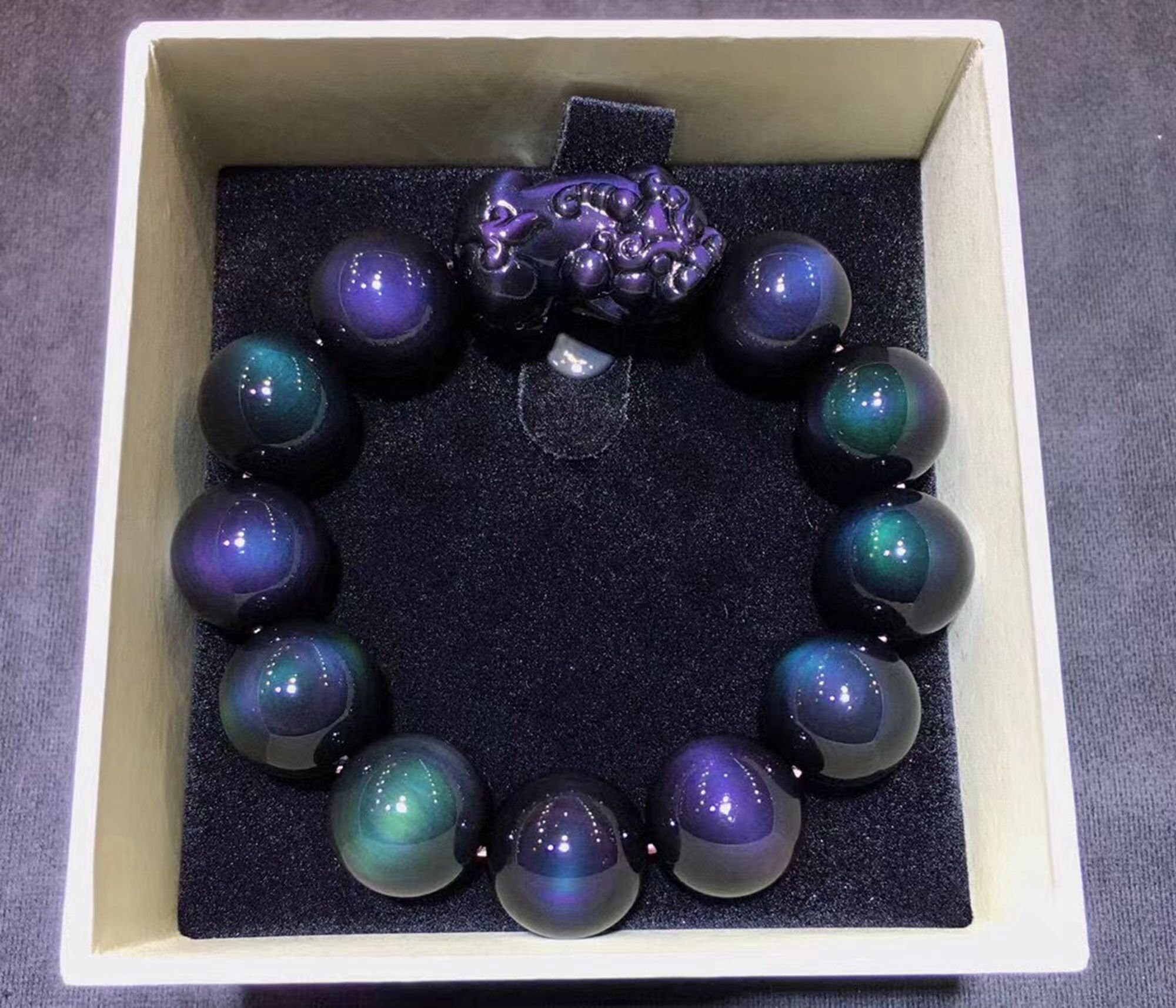 Natural Rainbow Purple Flash Obsidian Beads/obsidian Bracelet/grounding ...