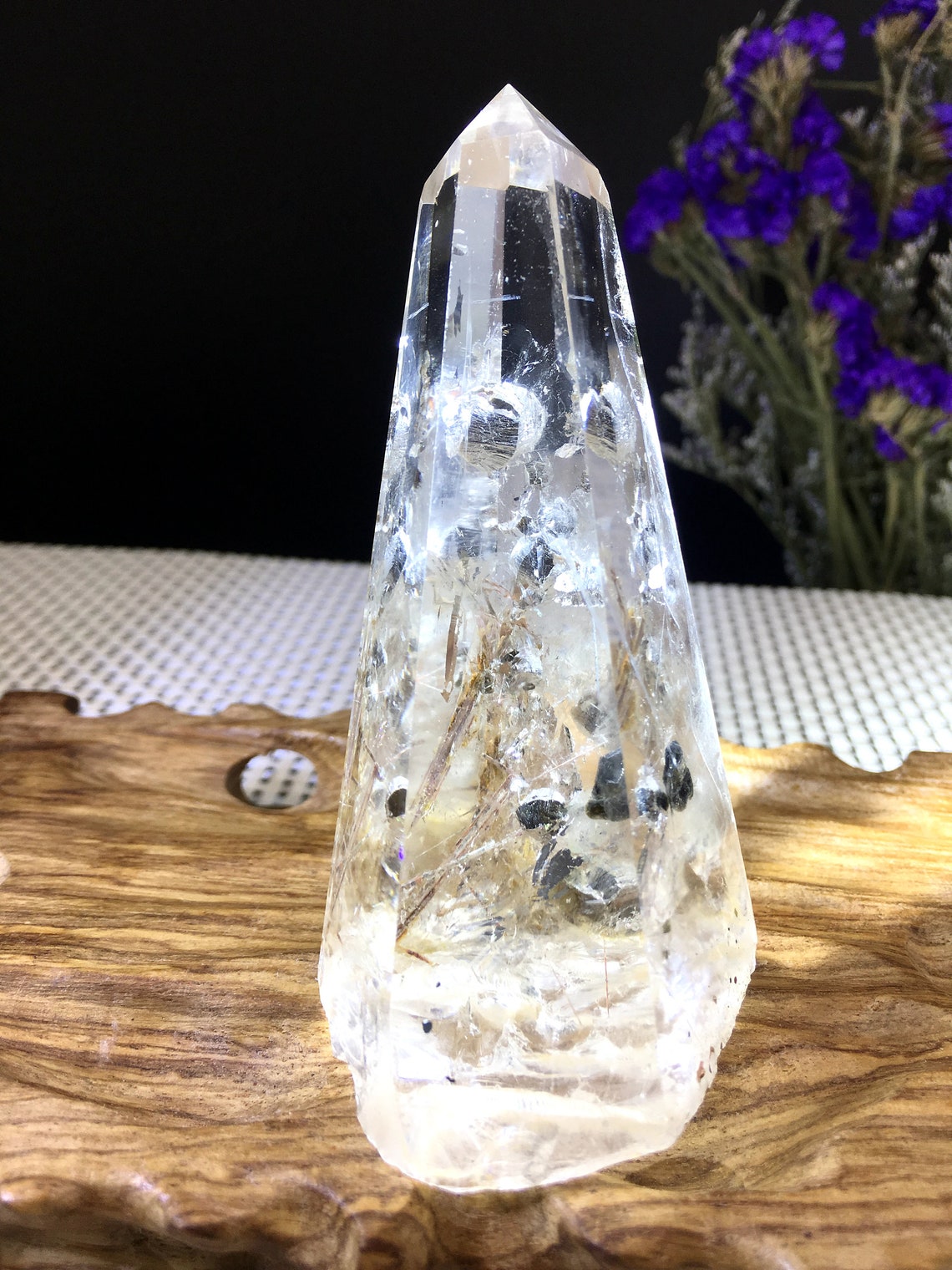Rare Large Black Mica Quartz Tower/black Mica Included Crystal - Etsy
