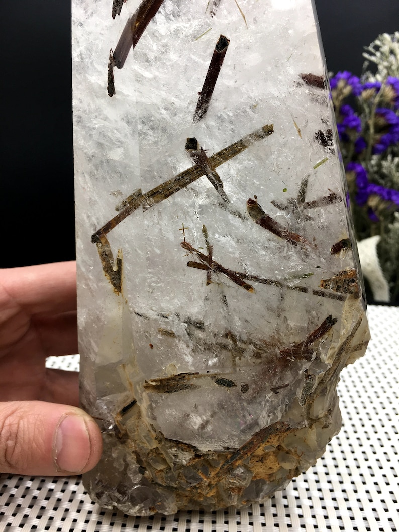 Rare Large Clear Brown Rutilated Inclusions Quartz Point/crystal Tower ...