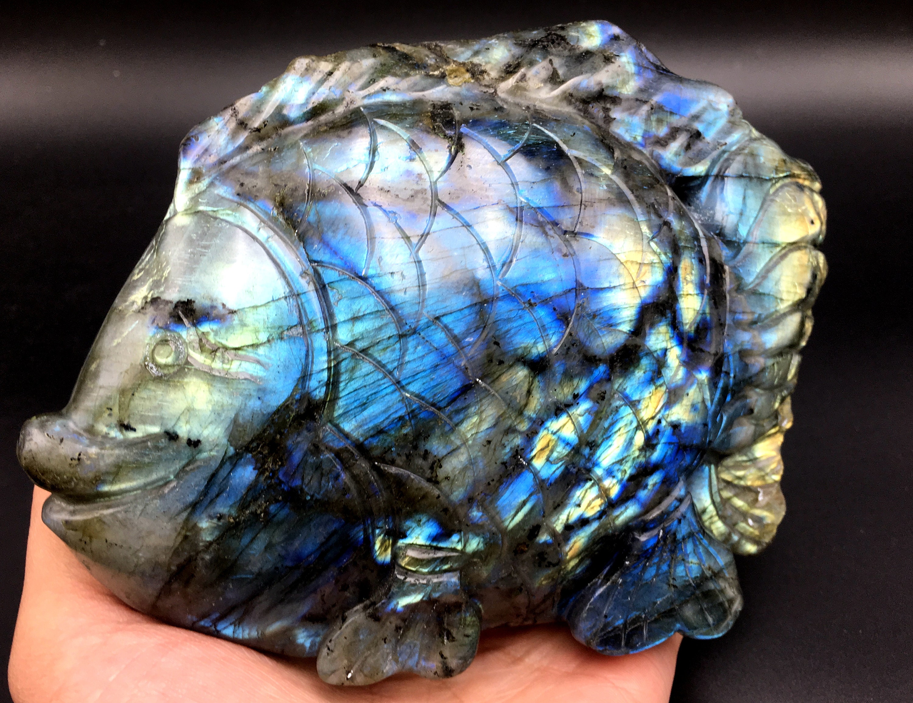 Hand carved Labradorite fish /Shiny Polished Labradorite | Etsy