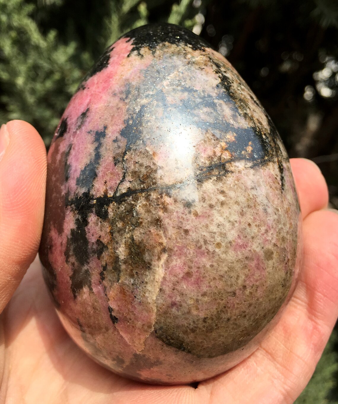 Large Pink and Black Rhodonite Crystal Egg/pink Rhodonite - Etsy